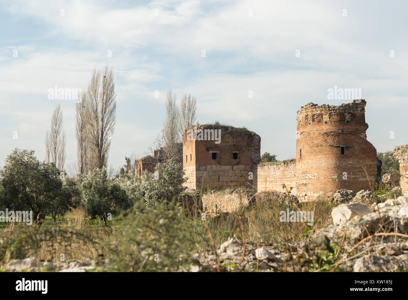 ruins of the historical city walls of Nicea, Iznik, Turkey Stock Photo ...