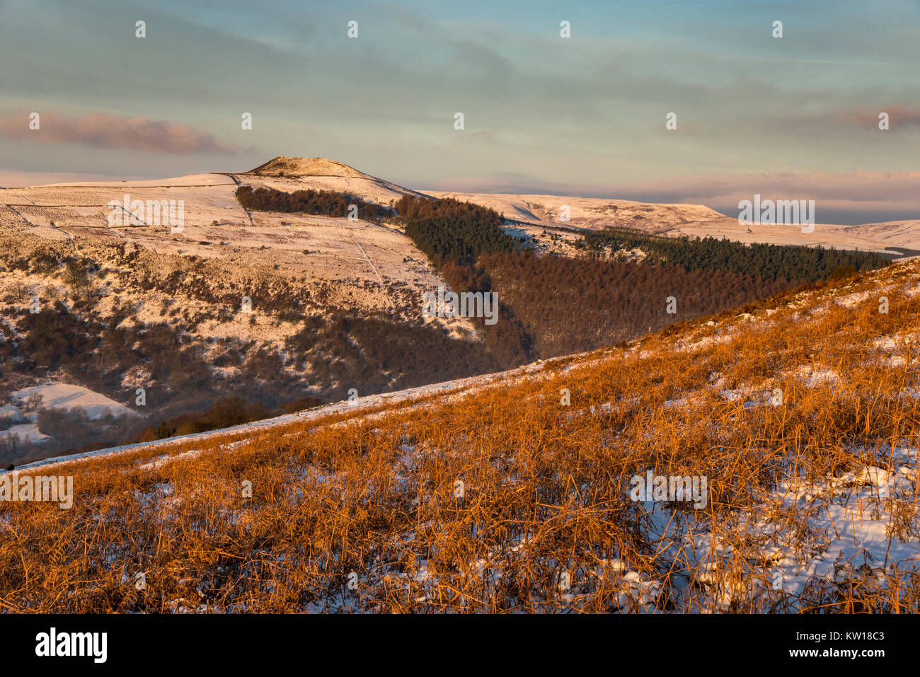 Beautiful winter morning at Bamford Edge in the Peak District ...