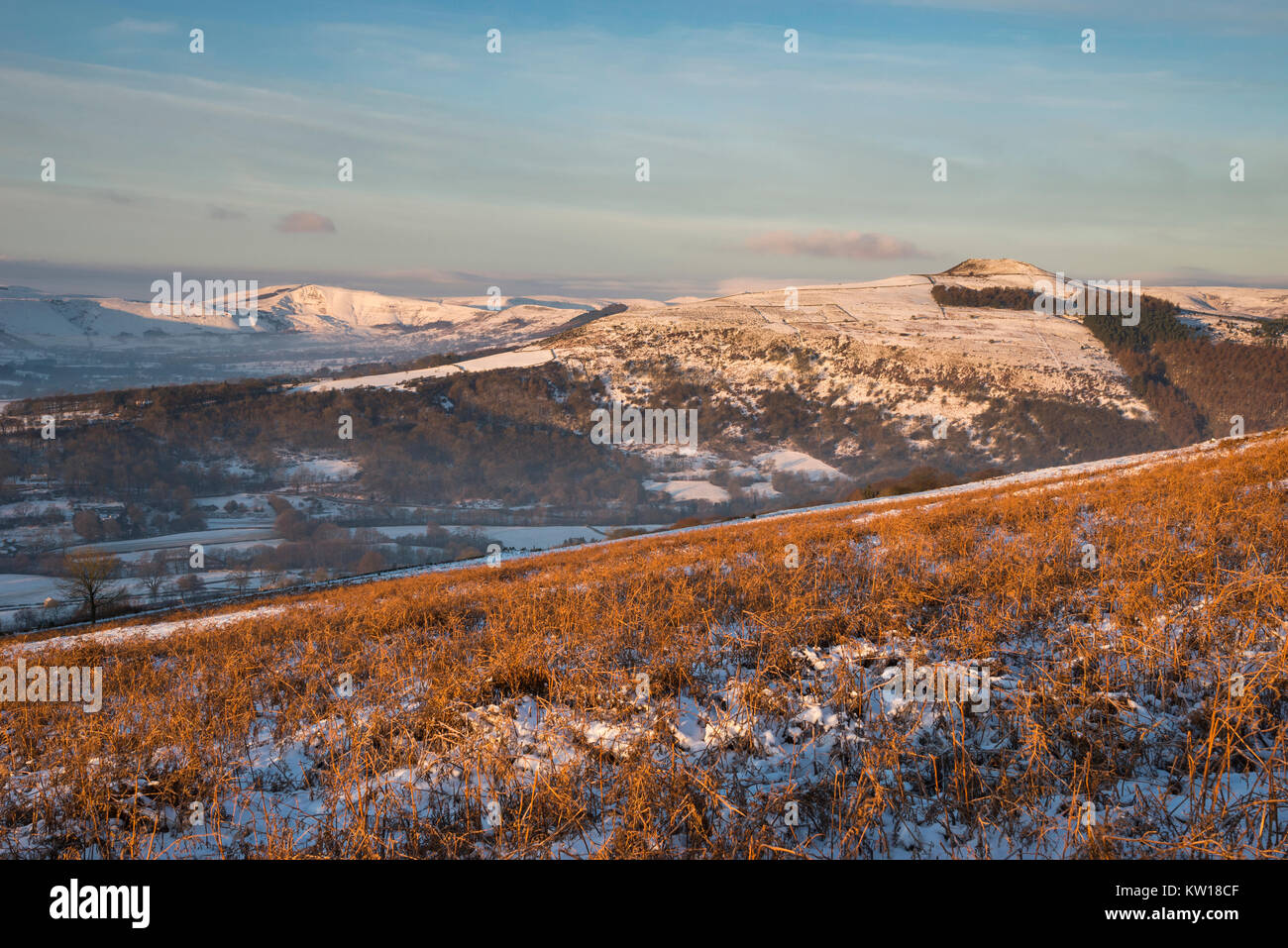 Beautiful winter morning at Bamford Edge in the Peak District ...