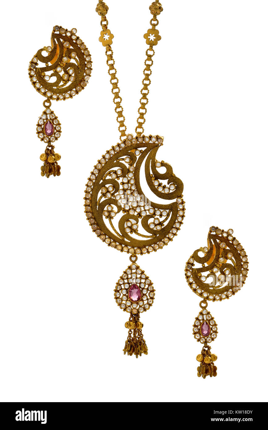 Indian women gold jewelry Cut Out Stock Images & Pictures - Alamy