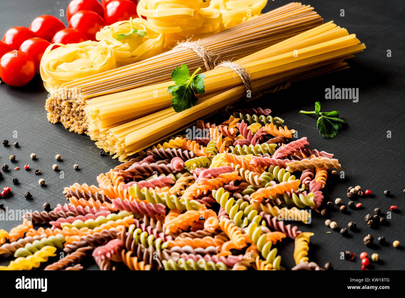 Top view raw fresh pasta hi-res stock photography and images - Alamy