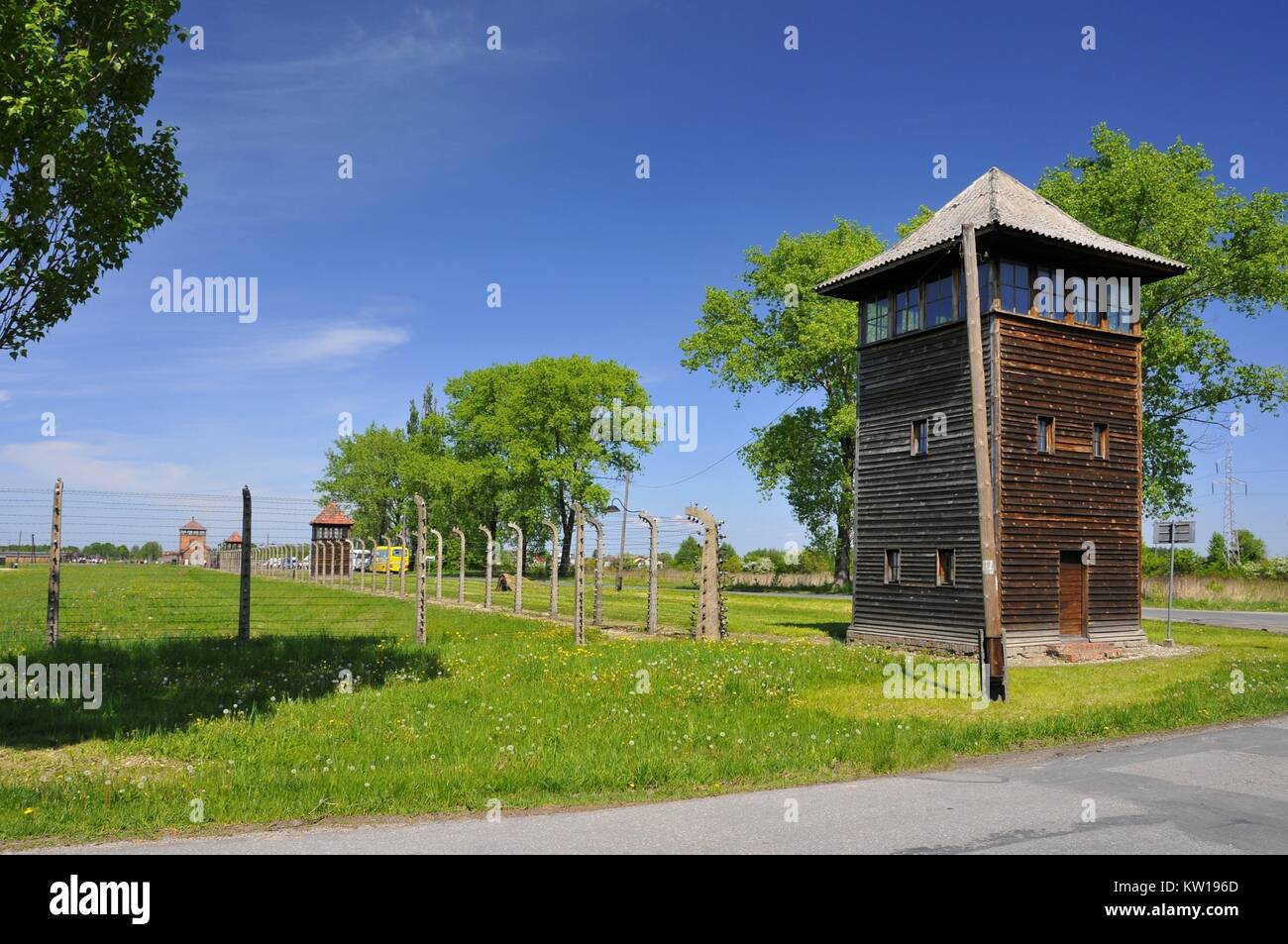 Guard tower. Auschwitz-Birkenau concentration camp, Brzezinka, Lesser ...