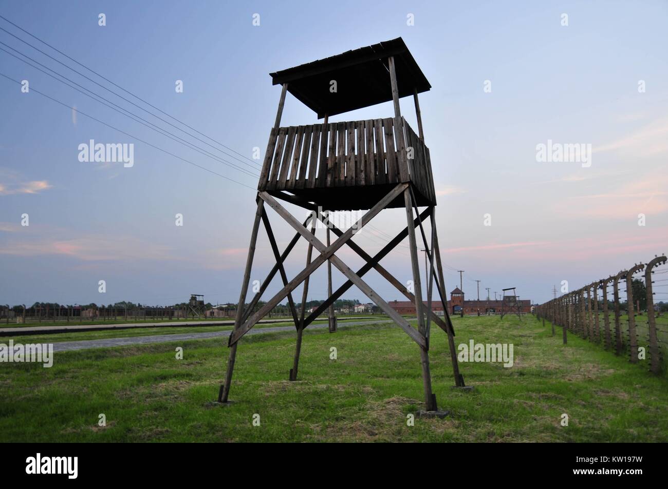 Guard tower. Auschwitz-Birkenau concentration camp, Brzezinka, Lesser ...