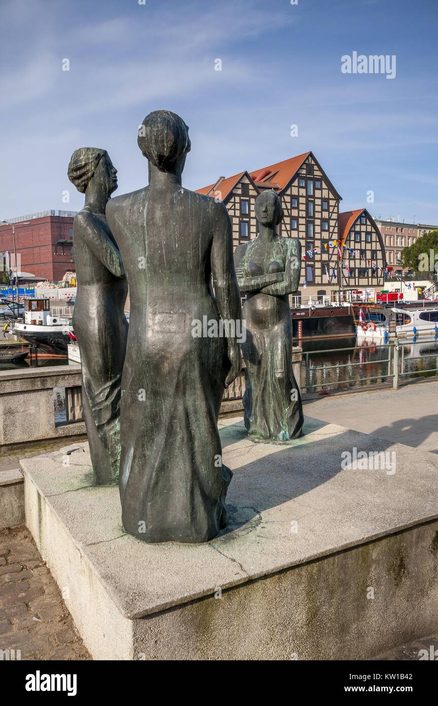 Three Graces - statues on the Brda waterfront in Bydgoszcz, Kuyavian ...