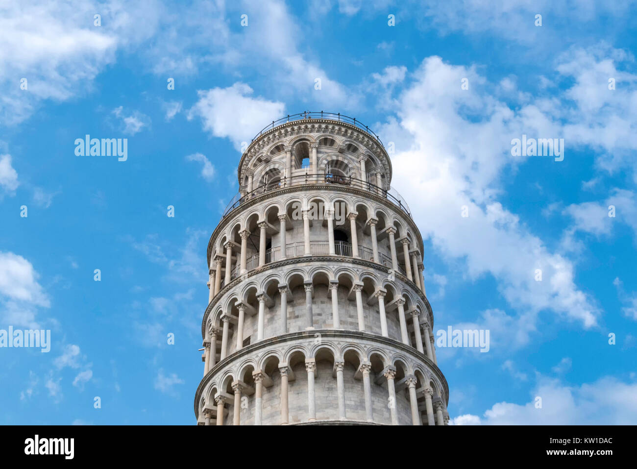 leaning tower of Pisa on the background of the cloudy blue sky Stock ...