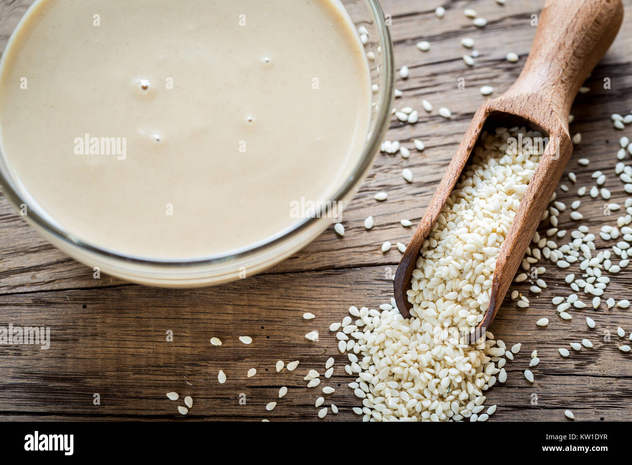 Bowl of tahini Stock Photo - Alamy
