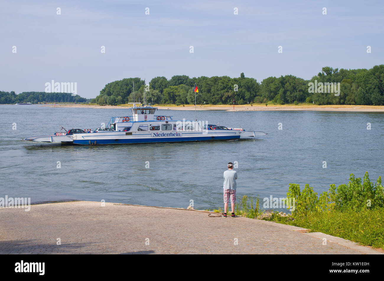 Ferry river Rhine Zons germany Stock Photo - Alamy