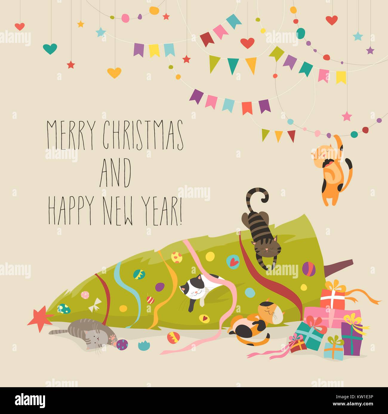 Kitten cat christmas tree Stock Vector Images - Alamy