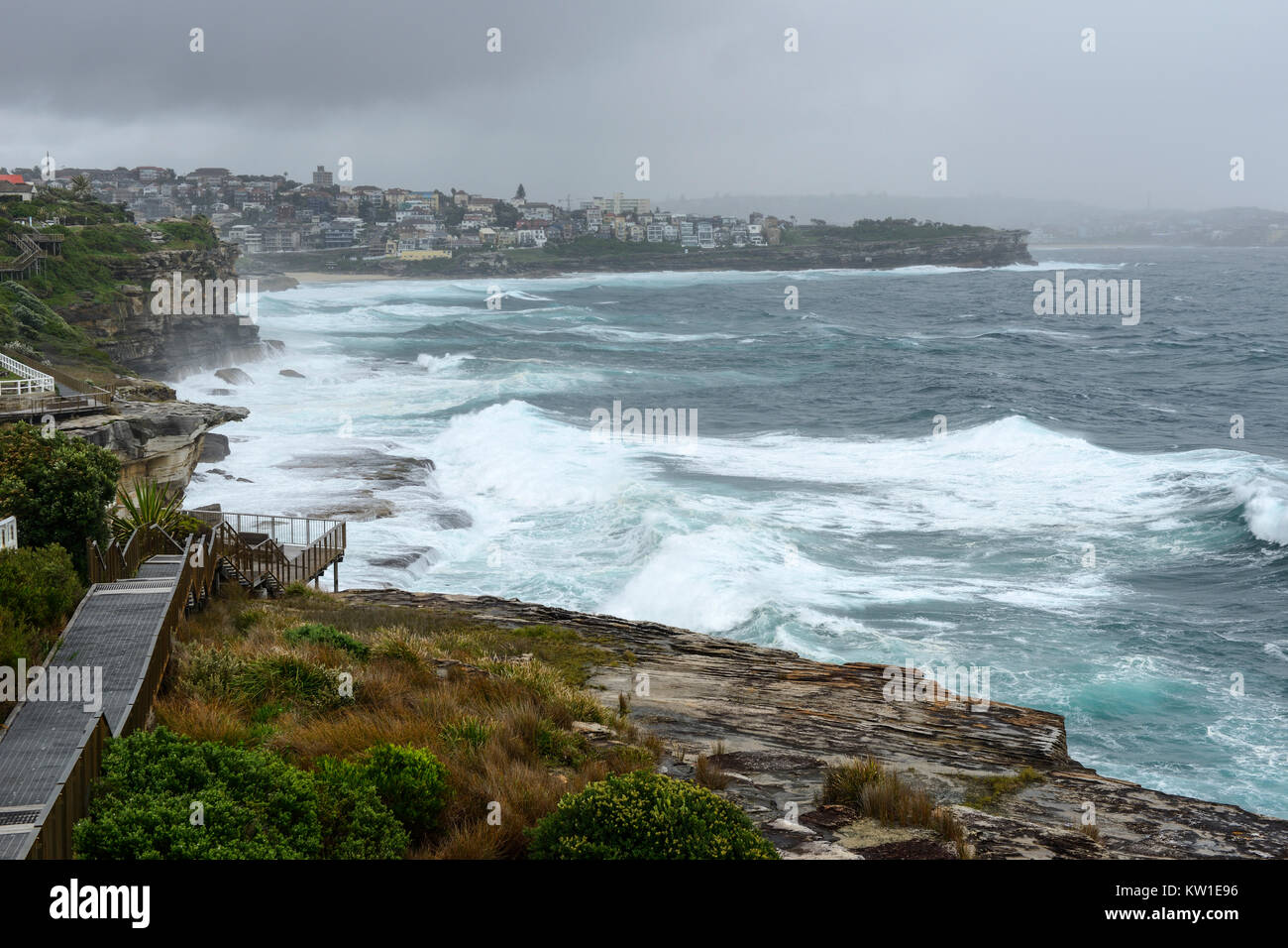 Stormy seas on coastal path to Clovelly, an eastern suburb of Sydney ...