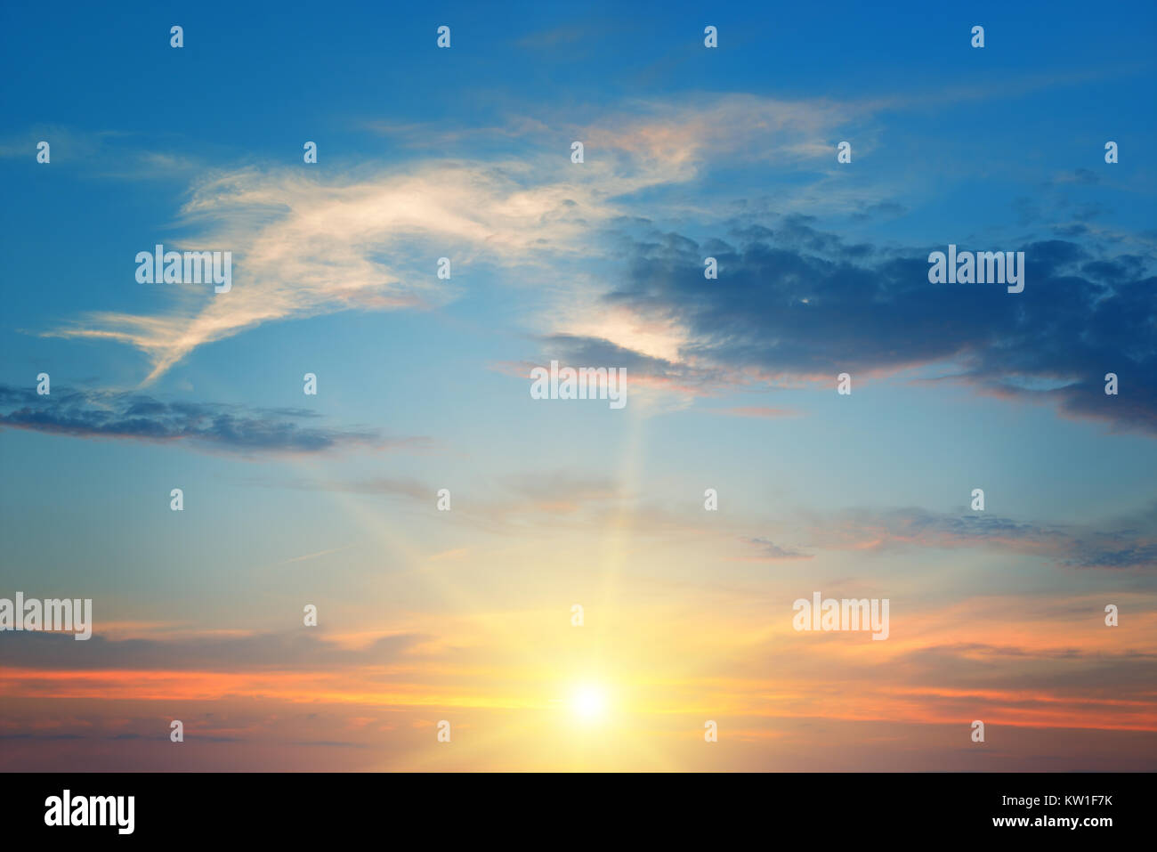 the sun rays illuminate the sky above the horizon Stock Photo - Alamy