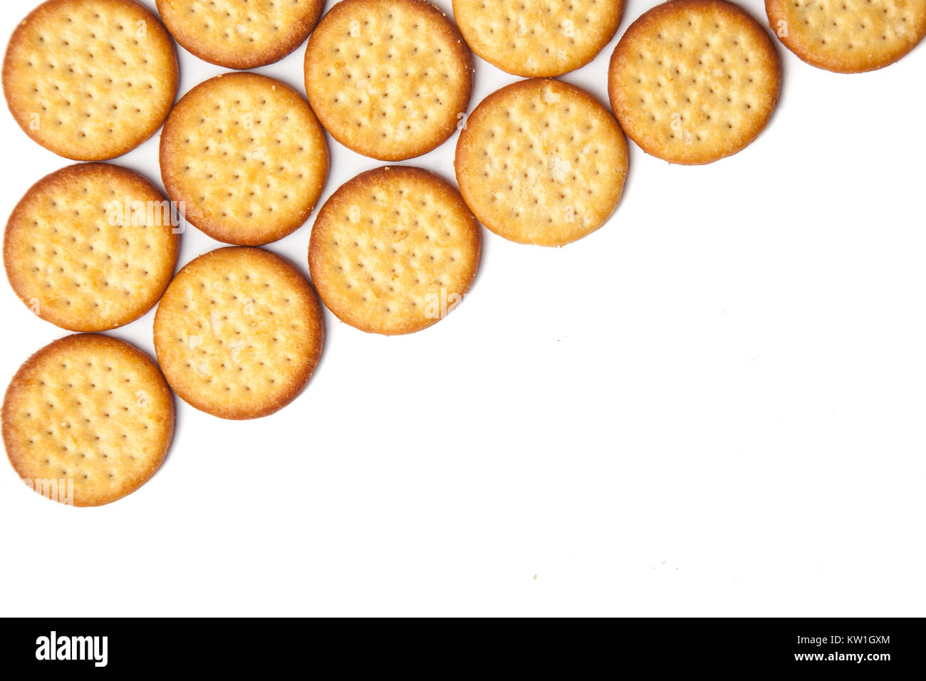Mini round cheese biscuit savoury snacks on a white background Stock ...