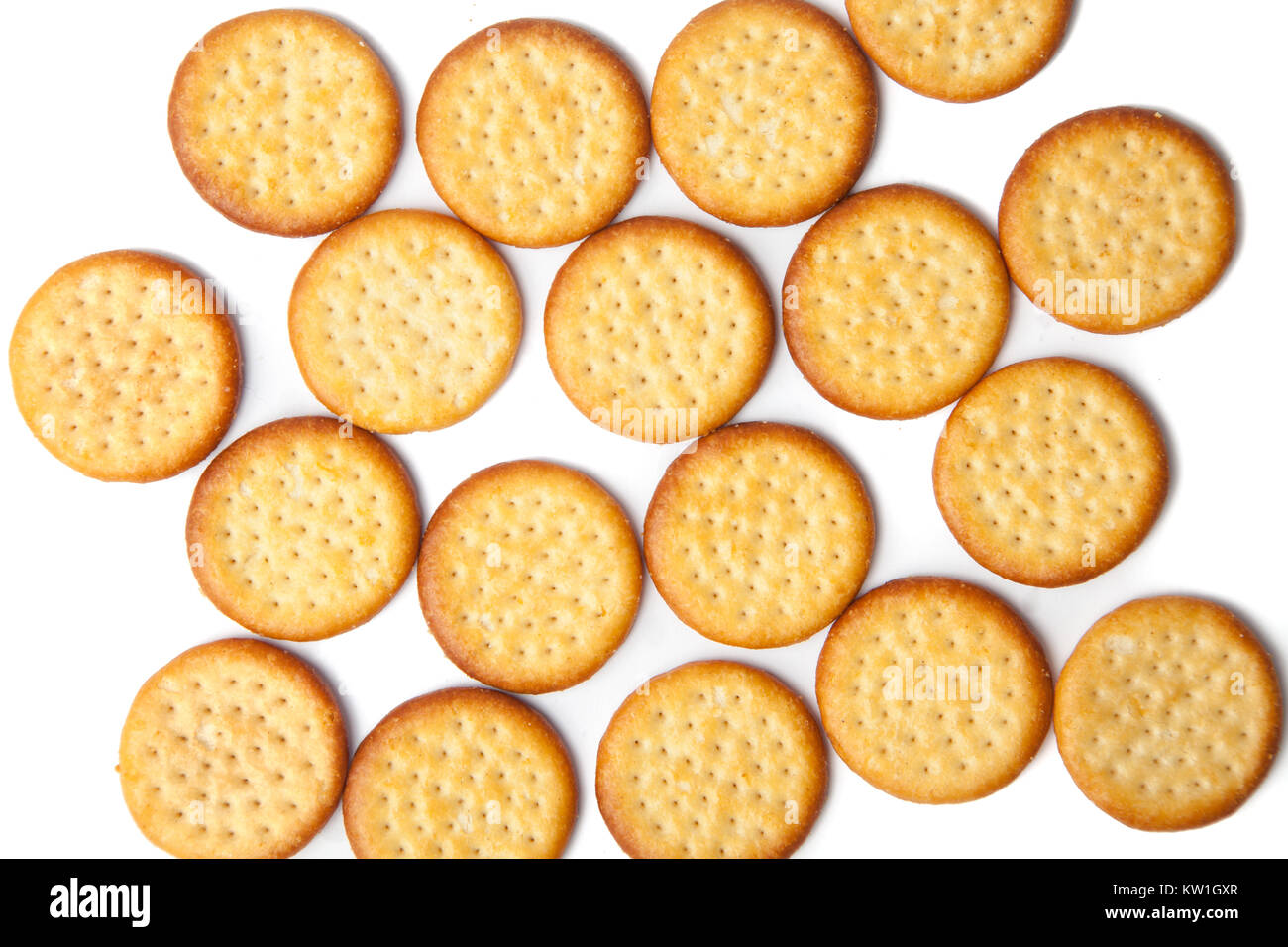 Mini round cheese biscuit savoury snacks on a white background Stock ...