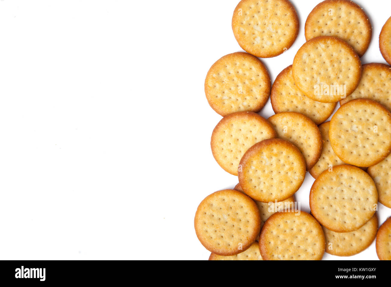 Mini round cheese biscuit savoury snacks on a white background Stock ...