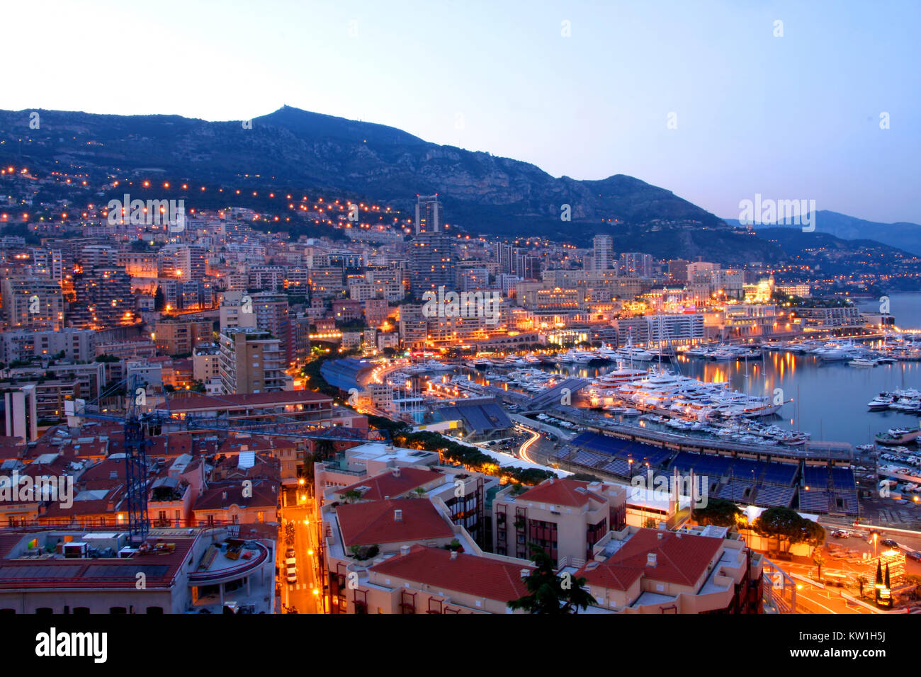 View of Monaco at night Stock Photo - Alamy