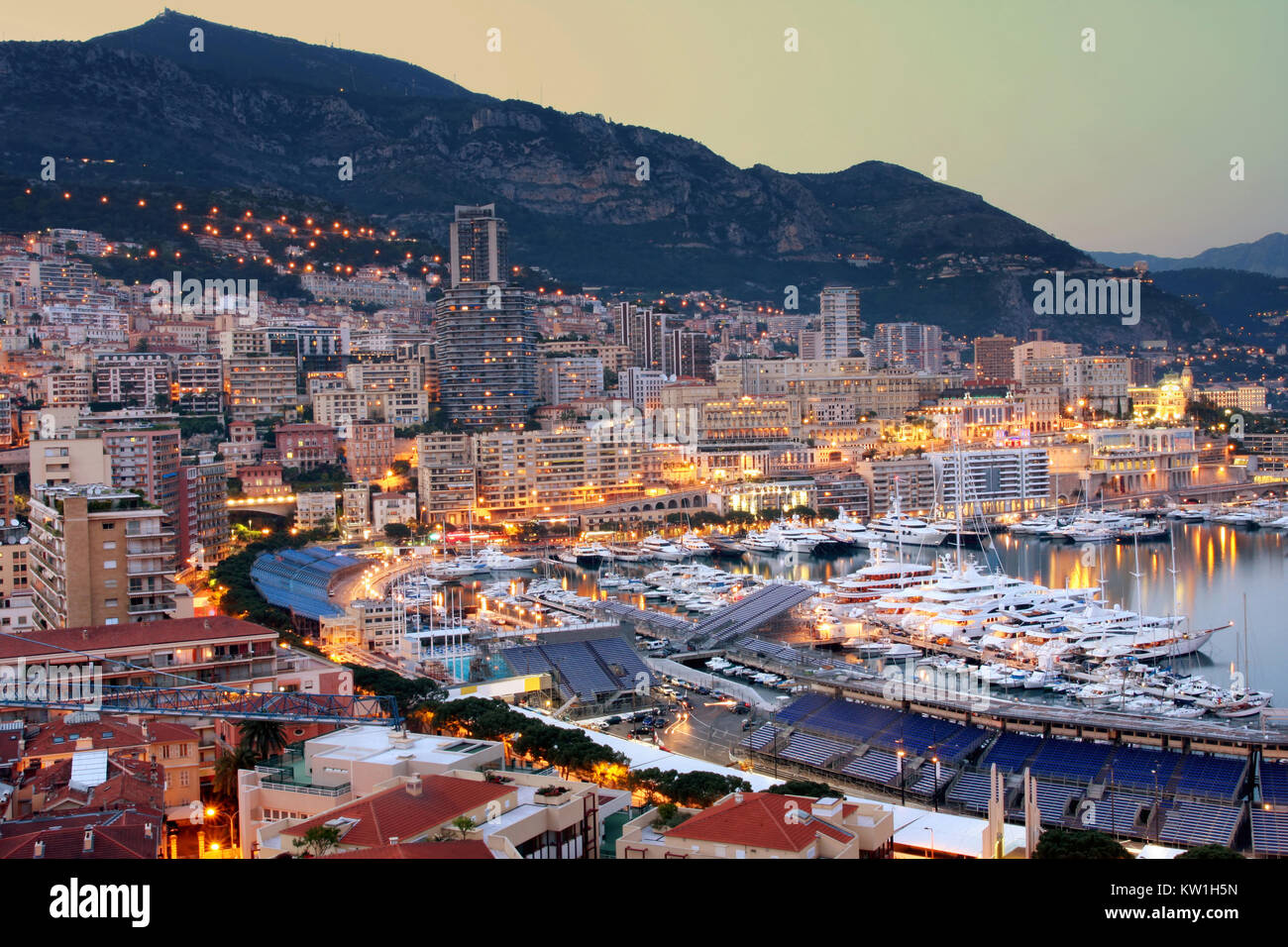 View of Monaco at night Stock Photo - Alamy