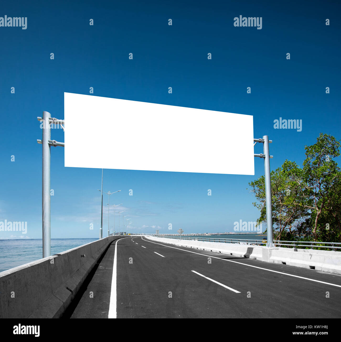 Blank White Blank board or billboard or roadsign in the street Stock ...