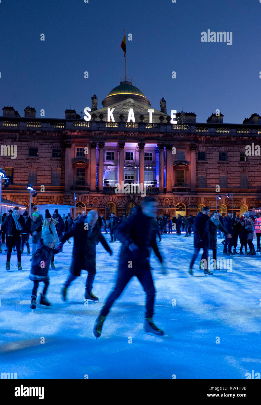 Skaters at the ice rink in Somerset House, London,UK Stock Photo - Alamy
