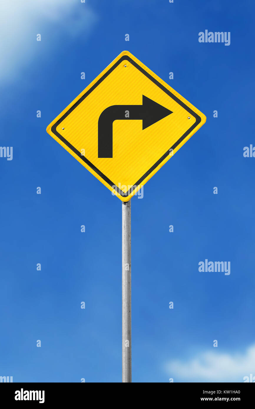 turn right road sign Stock Photo - Alamy