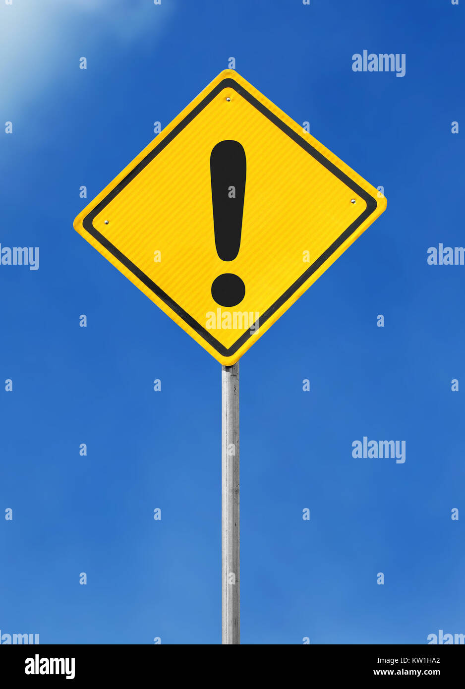 Exclamation sign board Stock Photo - Alamy