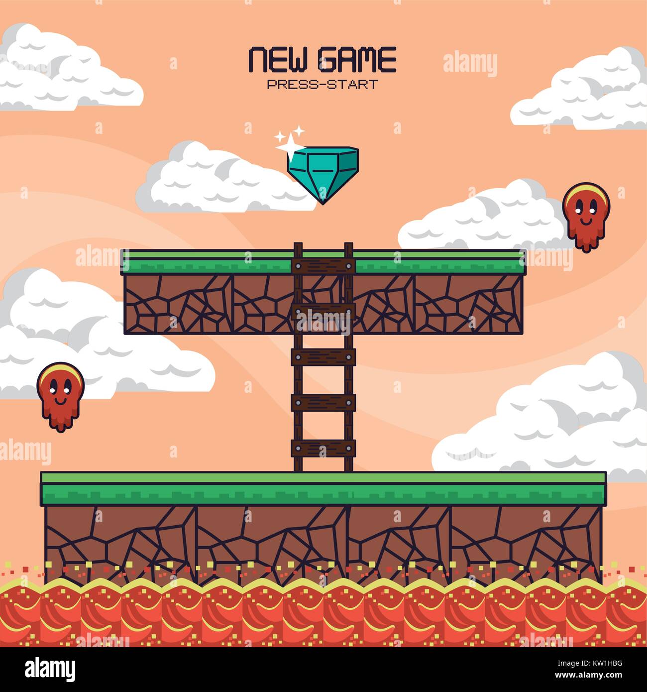 Classic videogame scenery Stock Vector Image & Art - Alamy