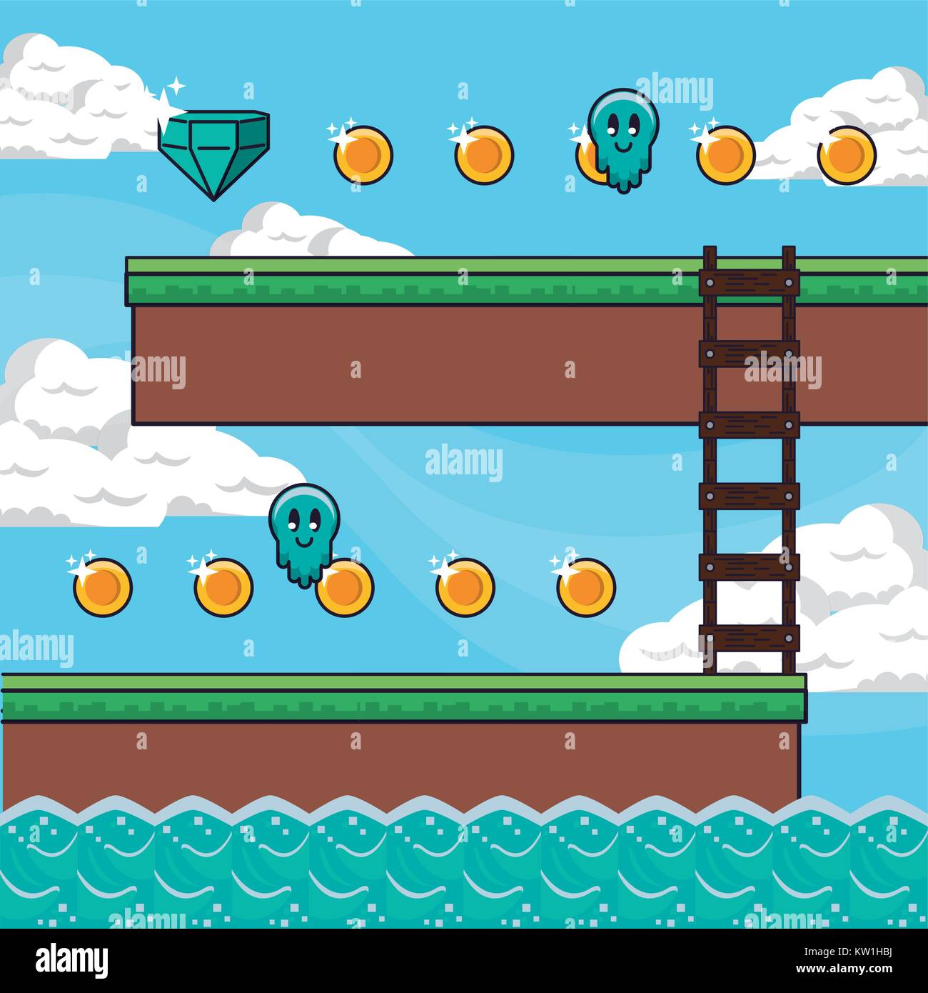 Classic videogame scenery Stock Vector Image & Art - Alamy