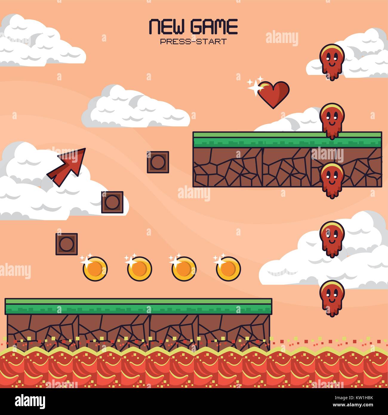Classic videogame scenery Stock Vector Image & Art - Alamy