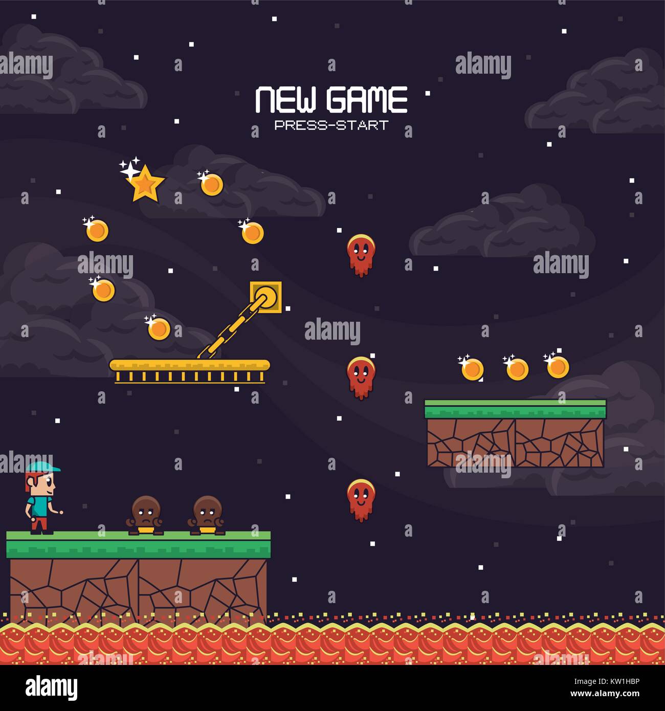Classic videogame scenery Stock Vector Image & Art - Alamy