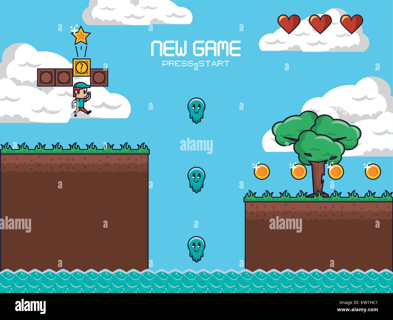 Classic videogame scenery Stock Vector Image & Art - Alamy