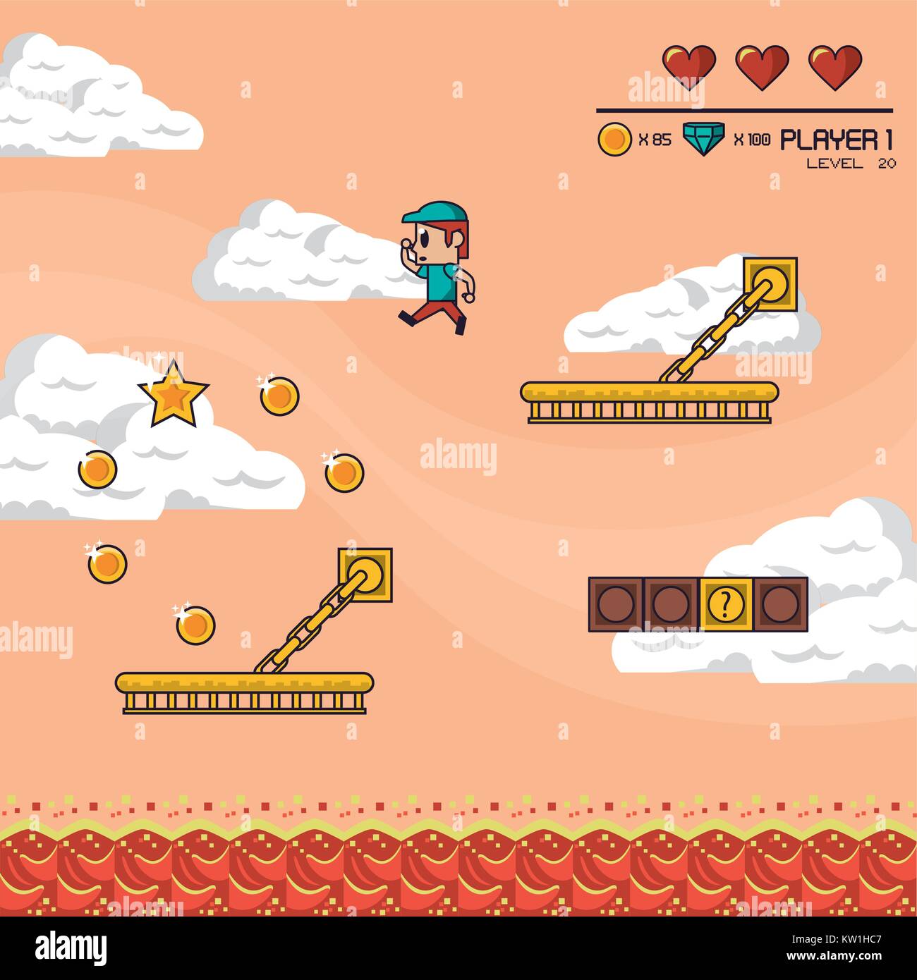 Classic videogame scenery Stock Vector Image & Art - Alamy