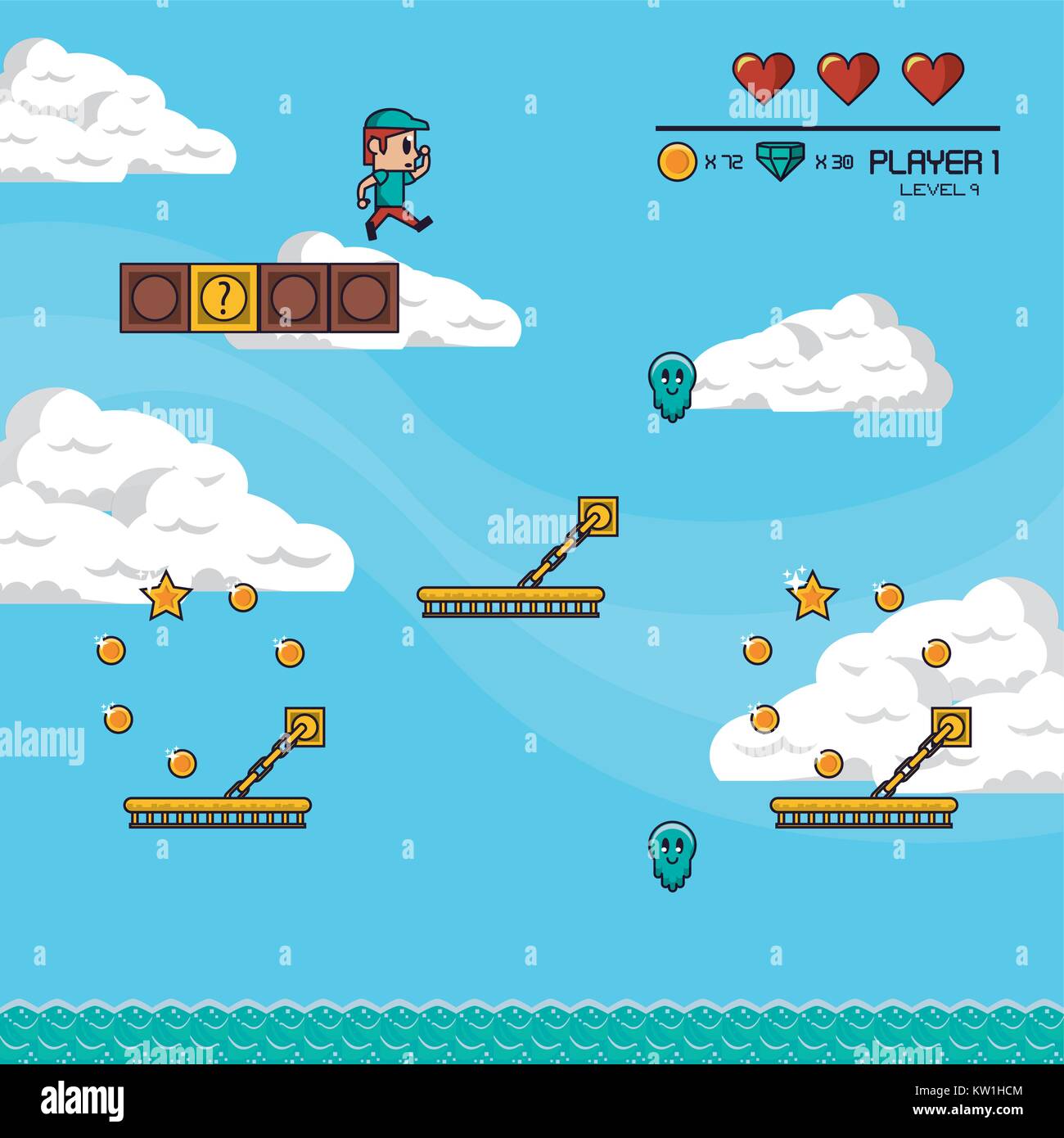Classic videogame scenery Stock Vector Image & Art - Alamy