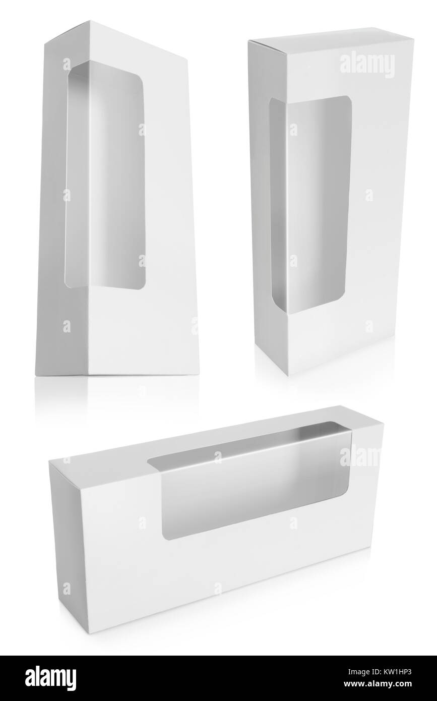 White Product Package Box With Window Stock Photo - Alamy