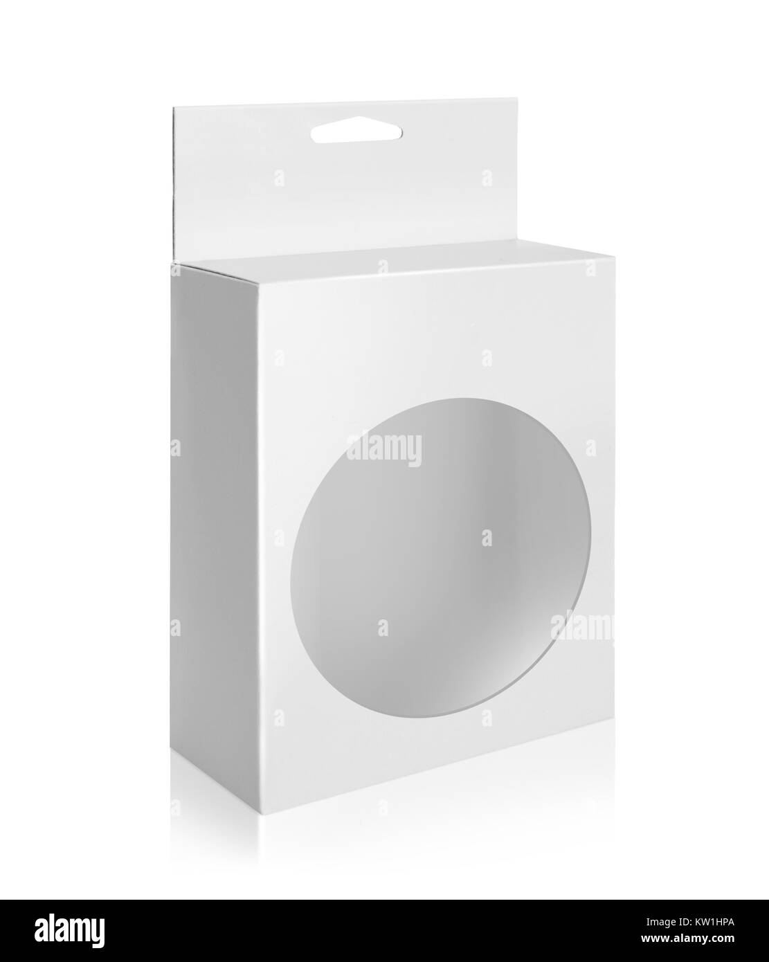 White Product Package Box With circle Window Stock Photo - Alamy