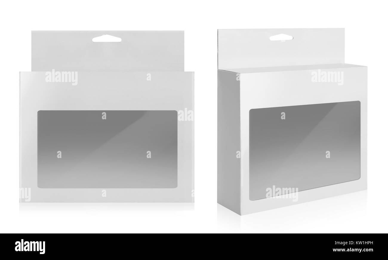 White Product Package Box With Window Stock Photo - Alamy