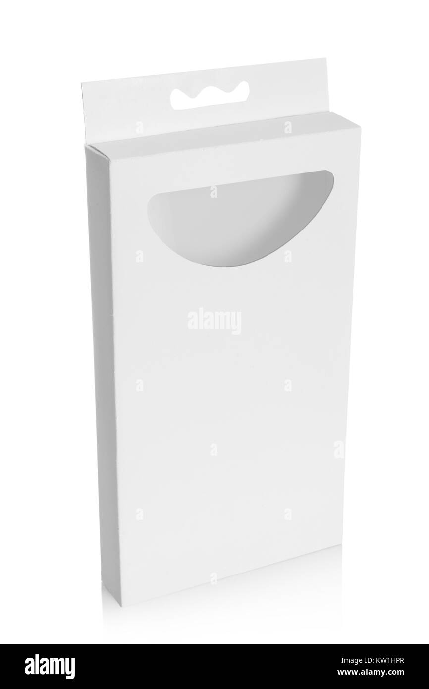 White Product Package Box With Window Stock Photo - Alamy