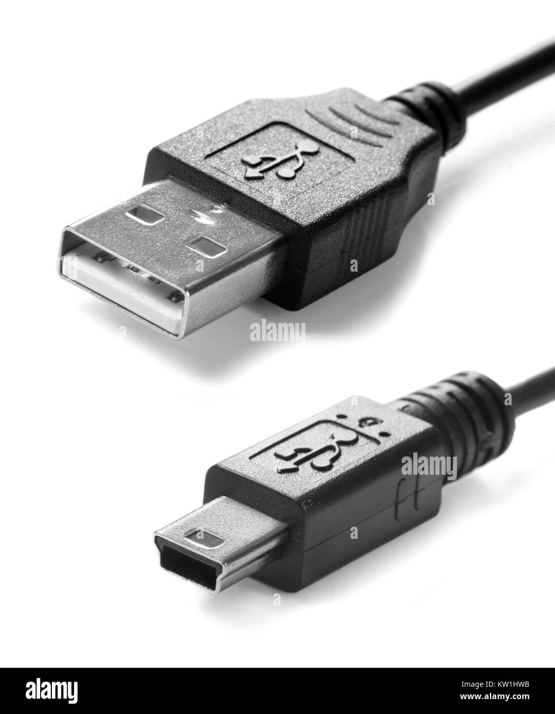 two of black usb plugs Stock Photo - Alamy