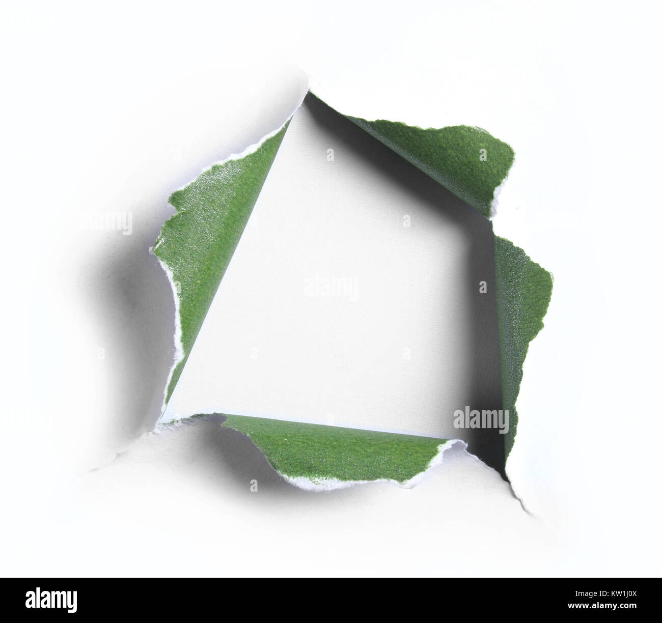 white with green torn paper with square shape Stock Photo - Alamy