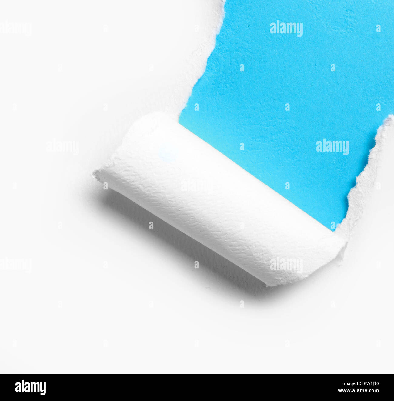 corner white torn paper with blue background Stock Photo - Alamy