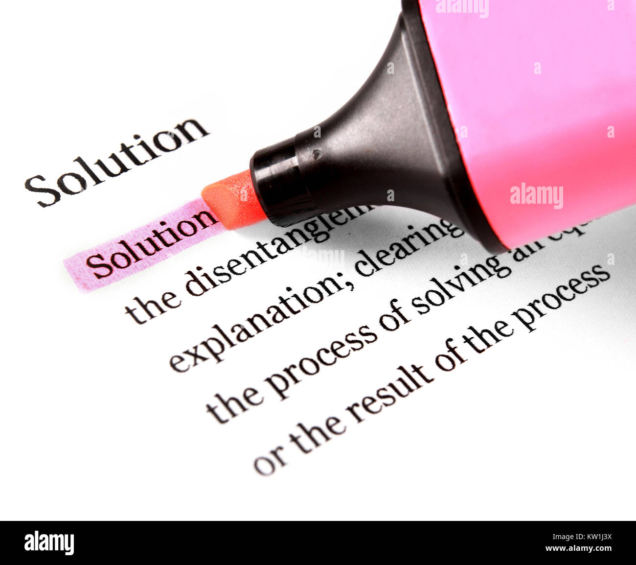 Highlighter and word solution Stock Photo - Alamy