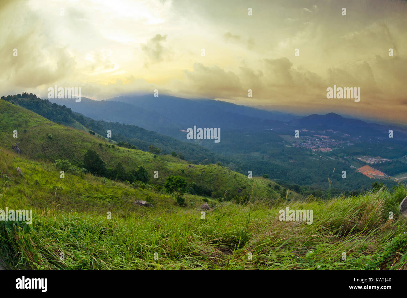 Sunrise at Broga Hill, Malaysia - majestic sunrise clouds and path ...