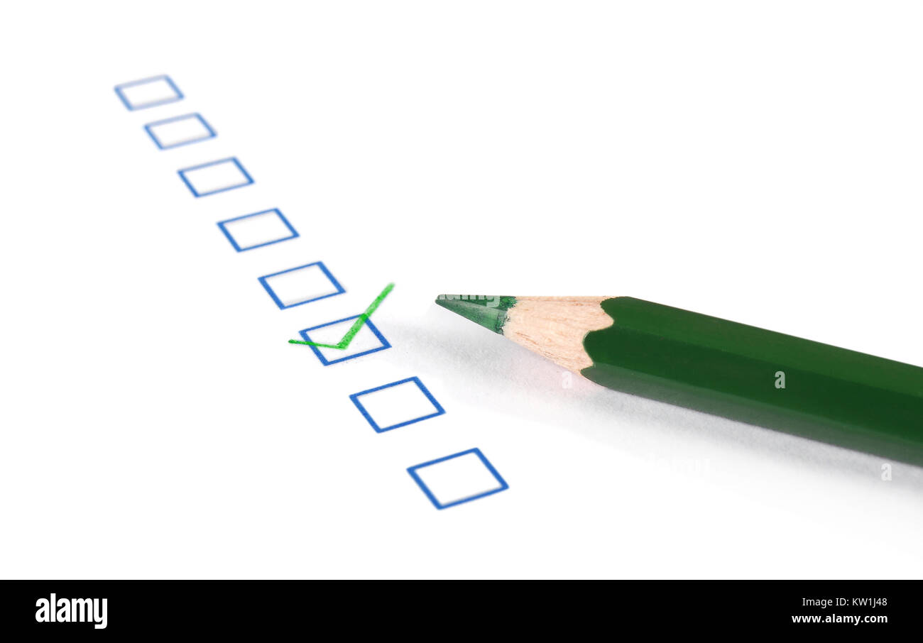 Check boxes and pen Stock Photo - Alamy