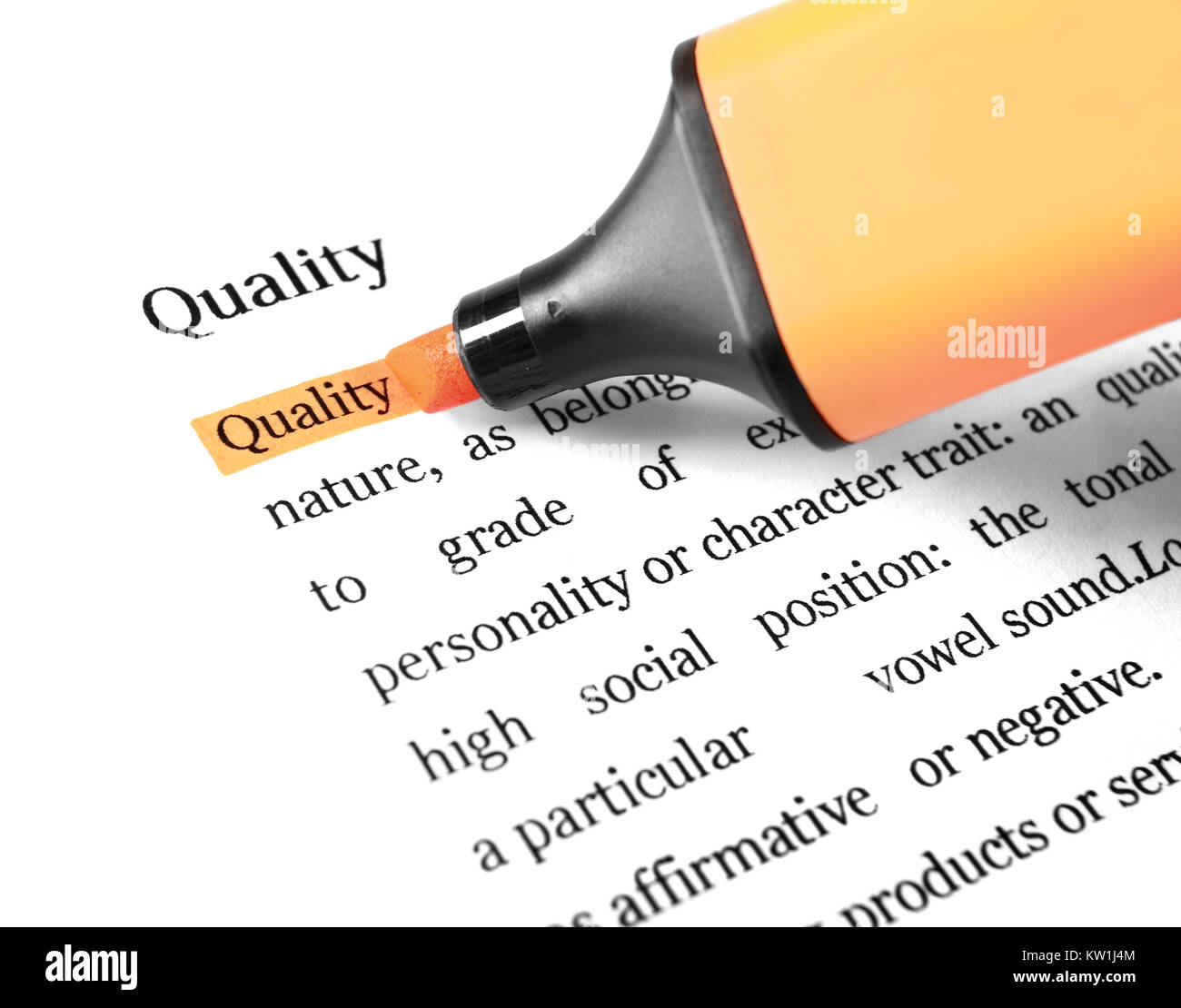 Highlight word quality Stock Photo - Alamy