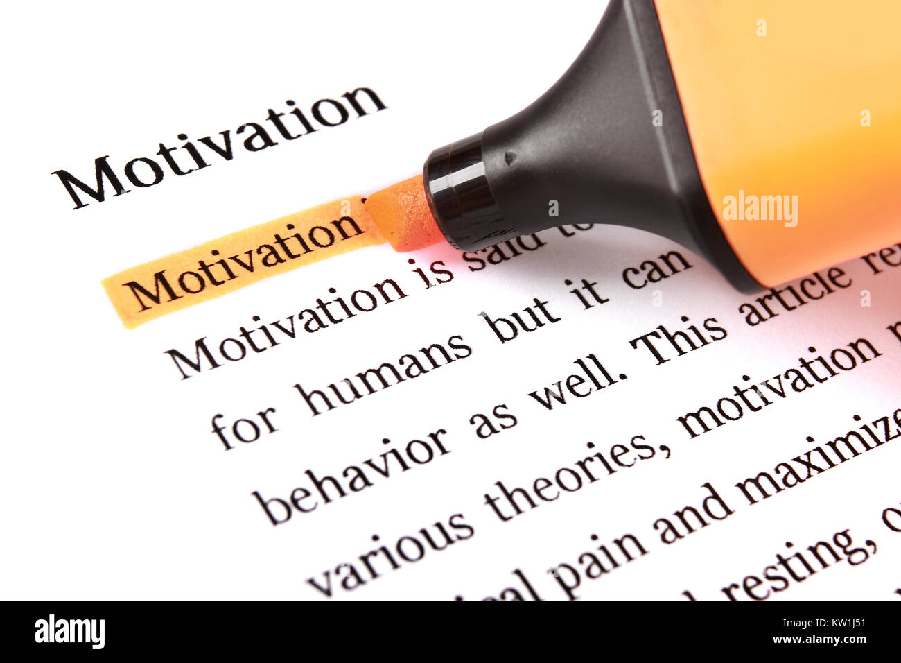 Highlighter and word motivation Stock Photo - Alamy