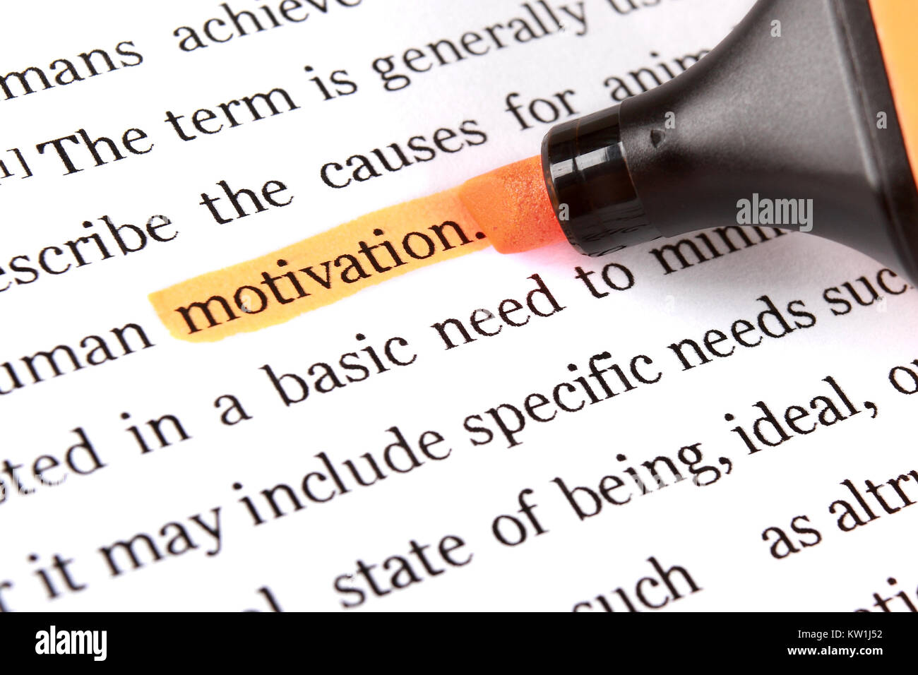 Highlighter and word motivation Stock Photo - Alamy