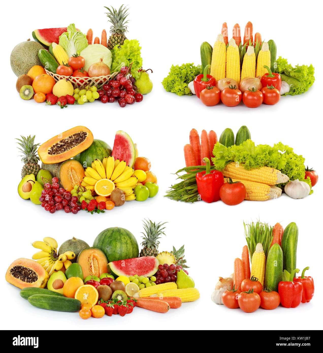 fruits and vegetables isolated on white background Stock Photo - Alamy