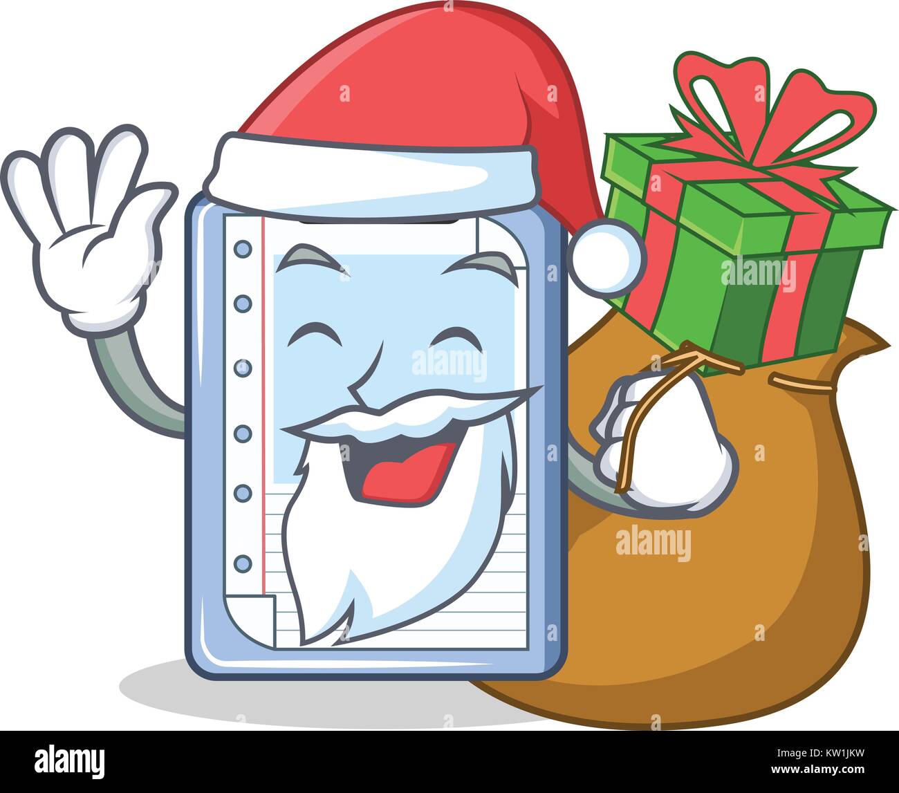 Santa with gift clipboard character cartoon style Stock Vector Image ...