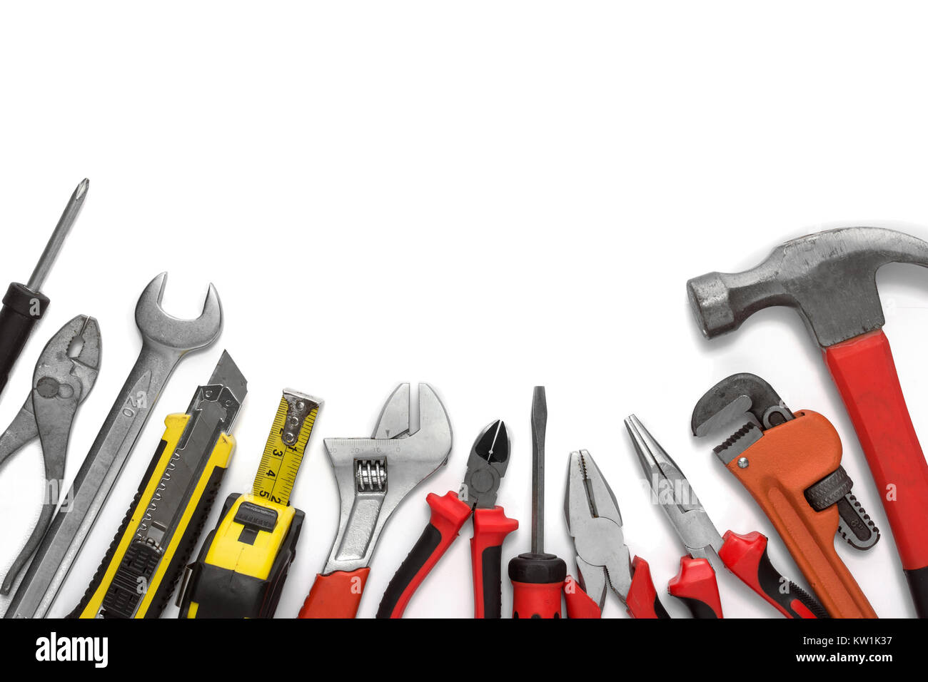Many Tools on white background Stock Photo - Alamy