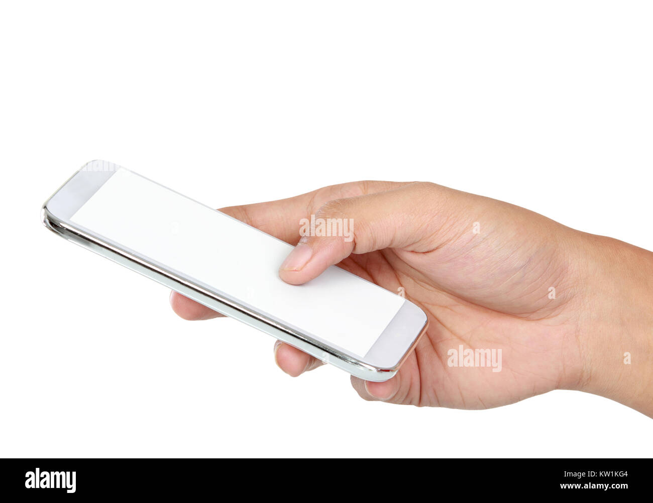 Hand holding mobile smart phone with blank screen Stock Photo - Alamy