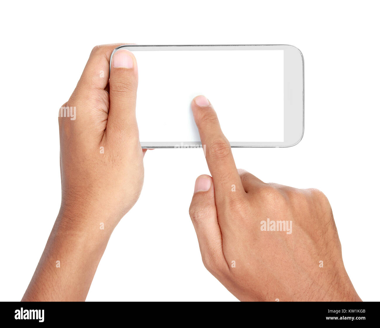 Hand holding mobile smart phone with blank screen Stock Photo - Alamy