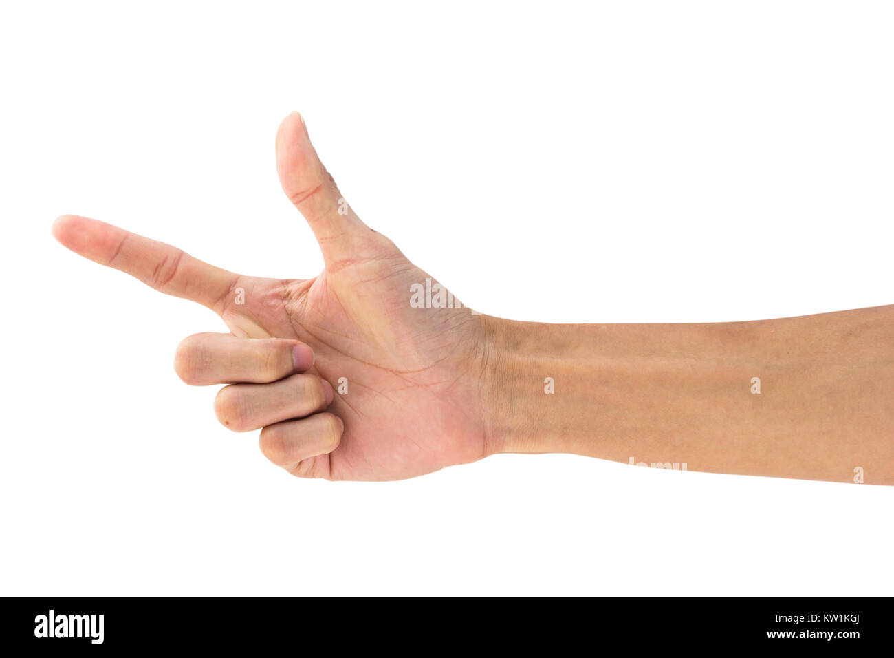 Man hand pointing up finger isolated on white background with clipping ...