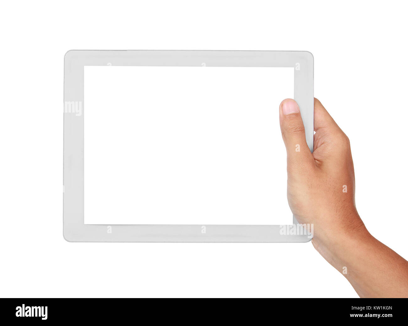 photo of a tablet held by a hand horizontally Stock Photo - Alamy